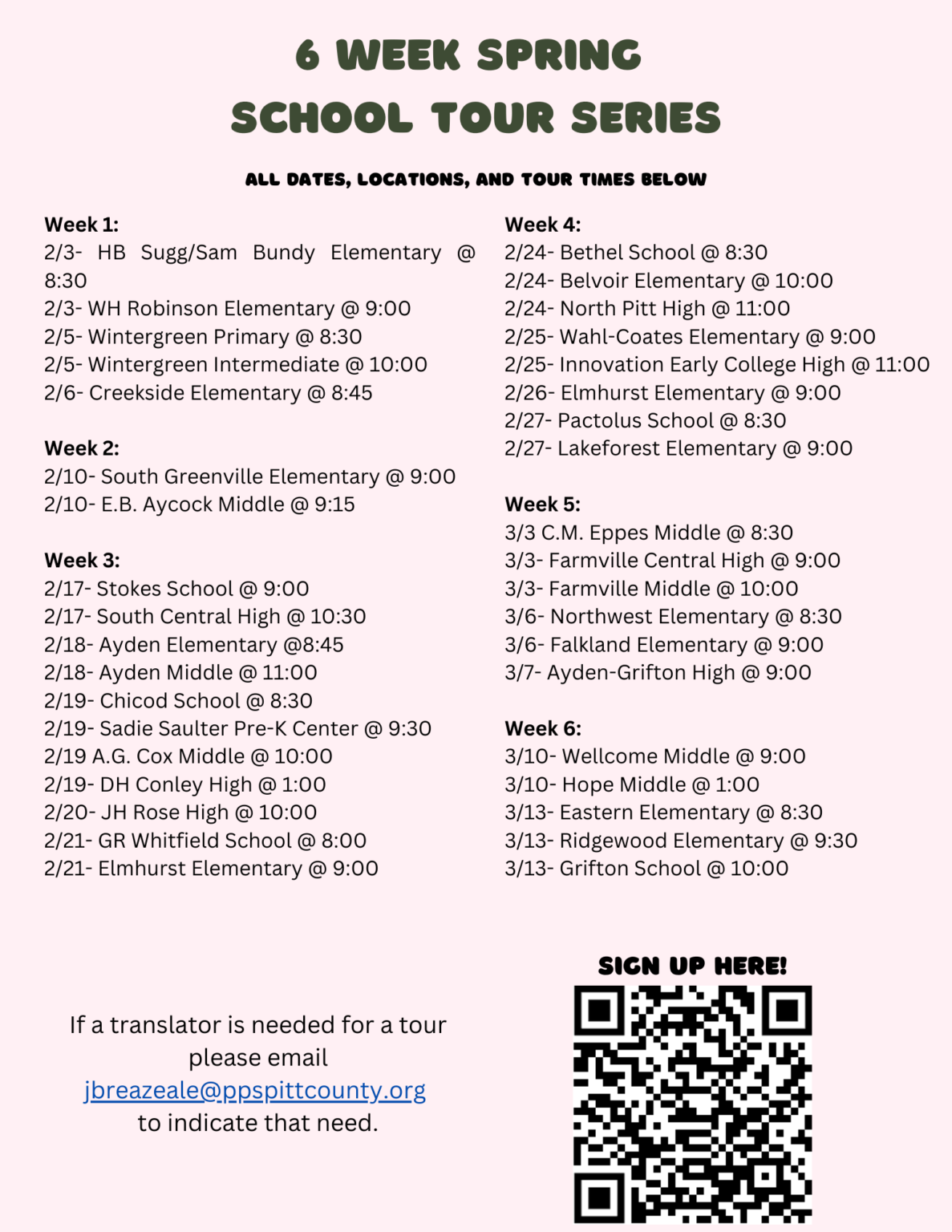 2025 Spring School Tour Series | Parents for Public Schools of Pitt County